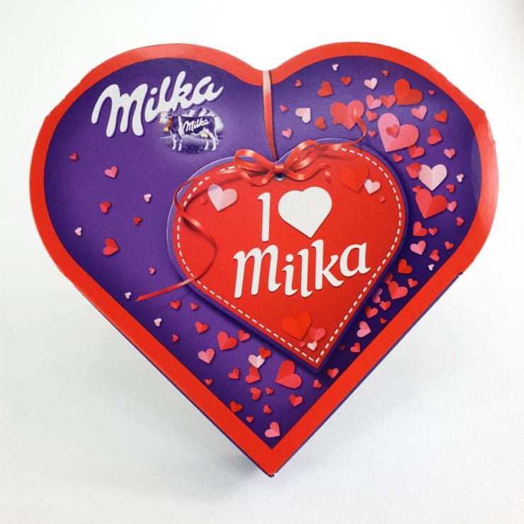 MILKA I LOVE MILKA HAUCHZARTE HERZEN 130g - Blumen flowerpower Graz